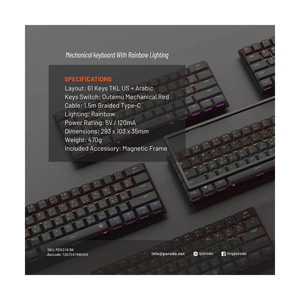 Porodo Gaming Low-Profile TKL Mechanical Keyboard-PDX218 Price Lebanon ...