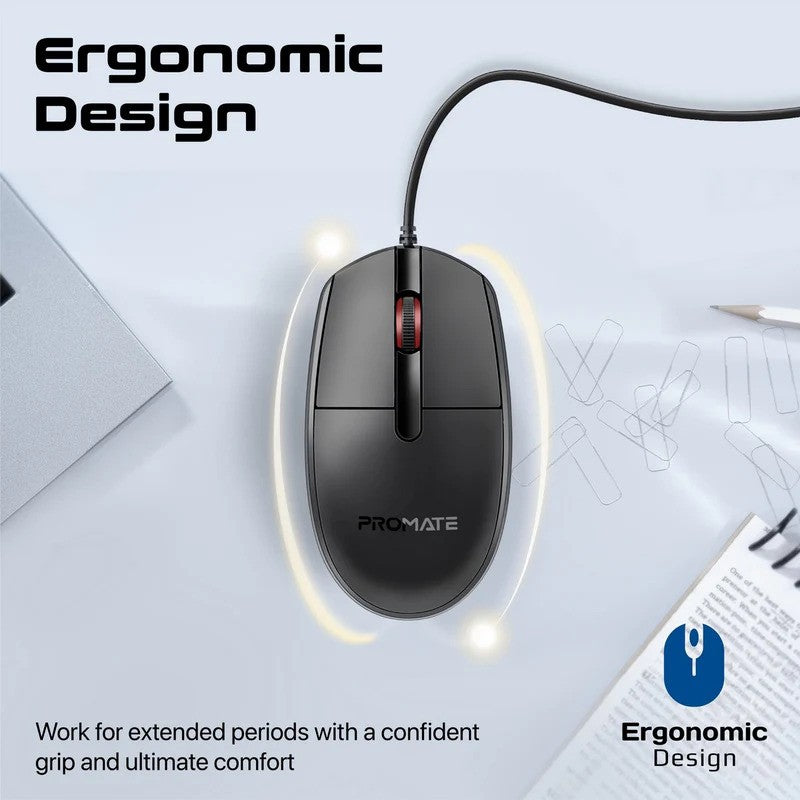 Promate CM-1200 Ergonomic Design Wired Optical Mouse Price in Lebanon ...