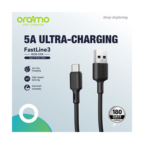 Oraimo Fastline 3 Cable Data Type-C 5A OCD-C55 Price in Lebanon – Mobileleb
